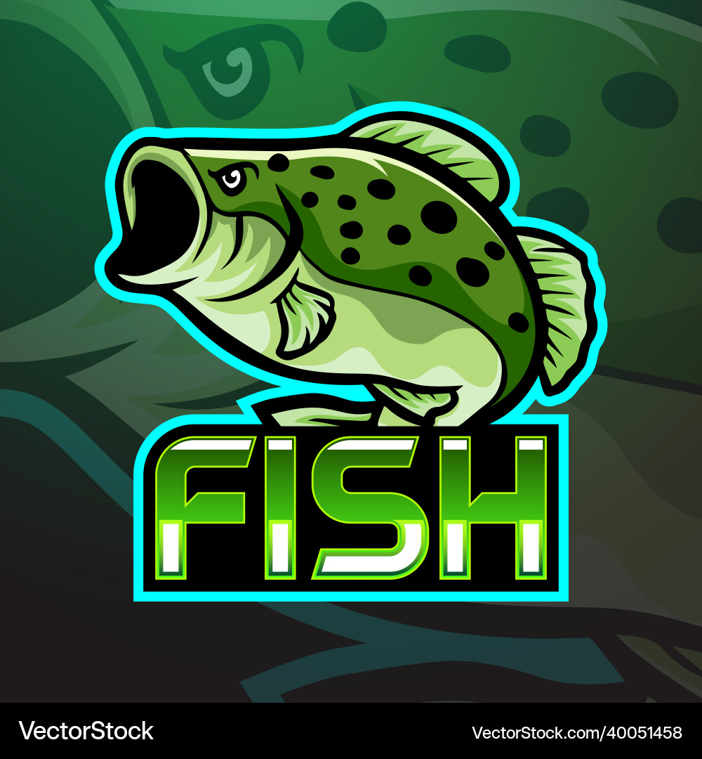 Fish esport logo mascot design Royalty Free Vector Image