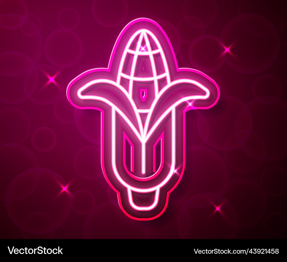 Glowing neon line corn icon isolated on red Vector Image