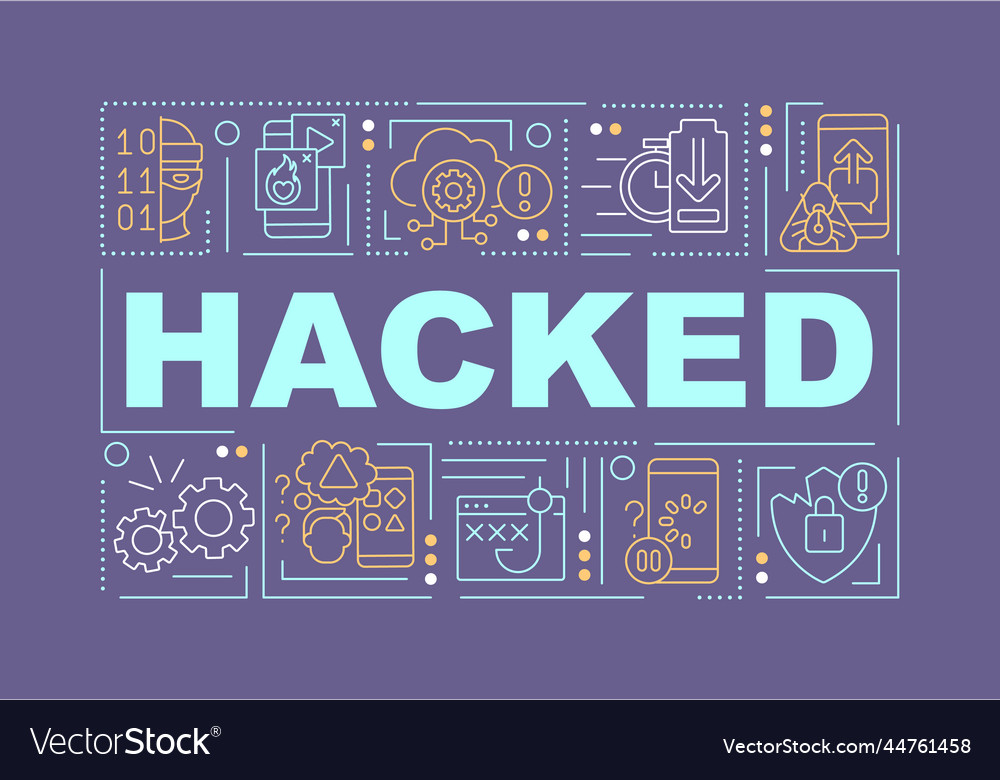 Hacked word concepts violet banner Royalty Free Vector Image Hacked word concepts violet banner Royalty Free Vector Image