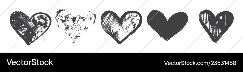 Hand drawn calligraphy heart set isolated Vector Image