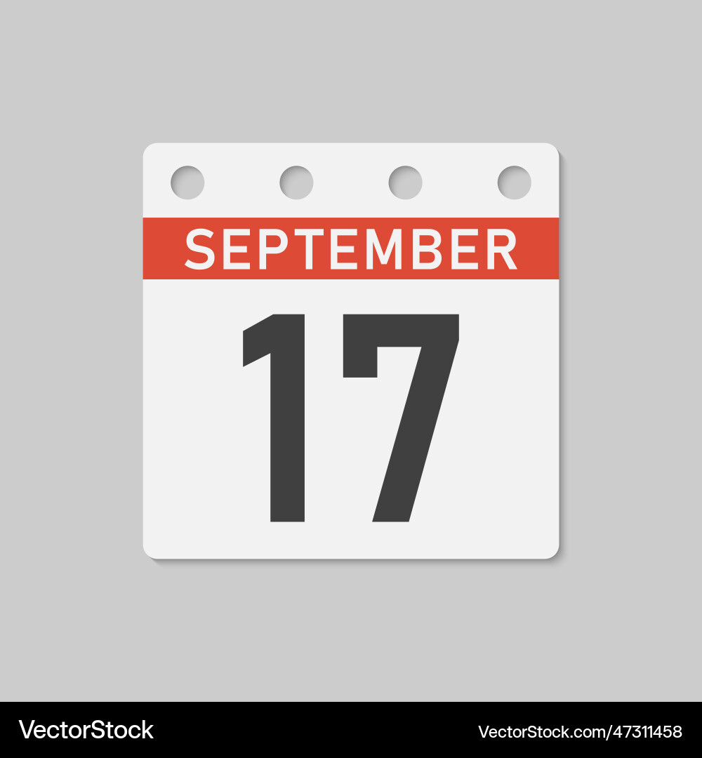 Icon page calendar day - 17 september Royalty Free Vector
