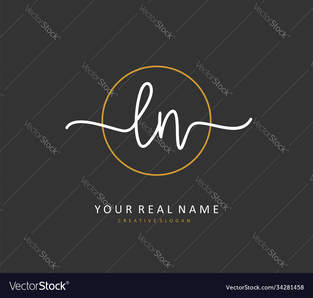 L n ln initial letter handwriting and signature Vector Image