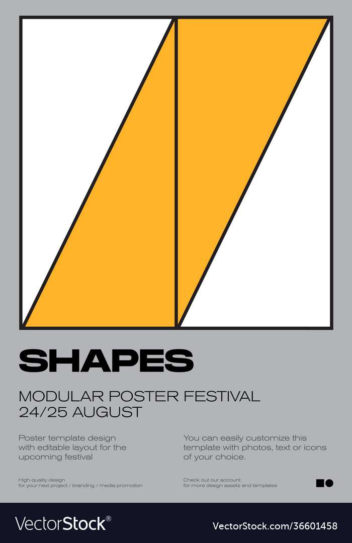 Linear shapes modern poster design template Vector Image