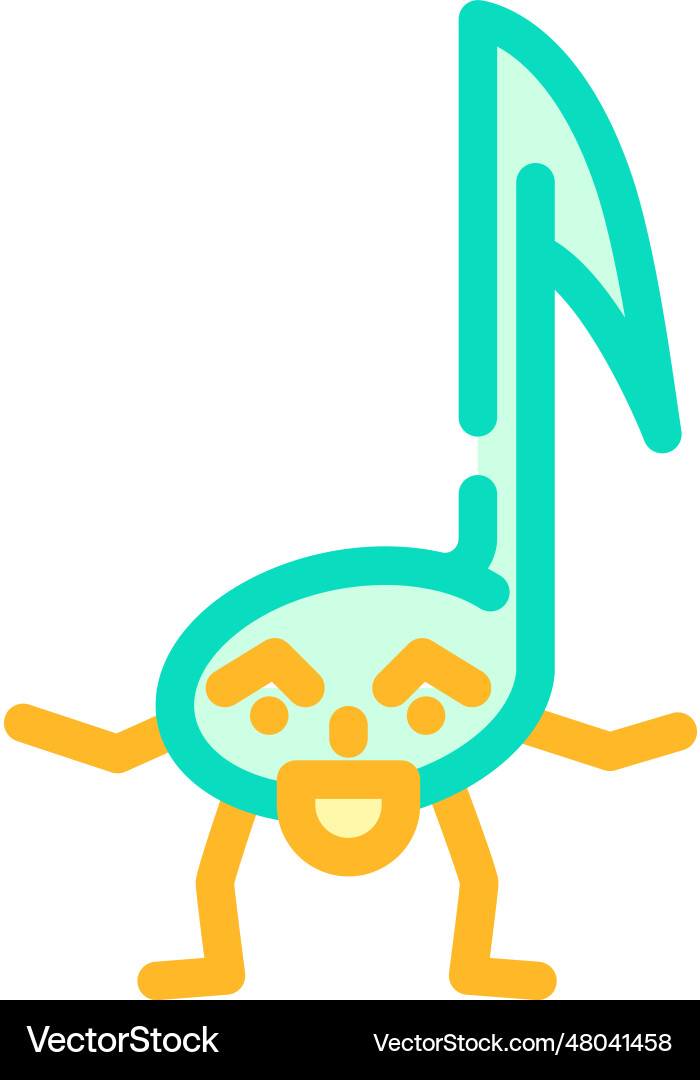 Music note character retro color icon Royalty Free Vector