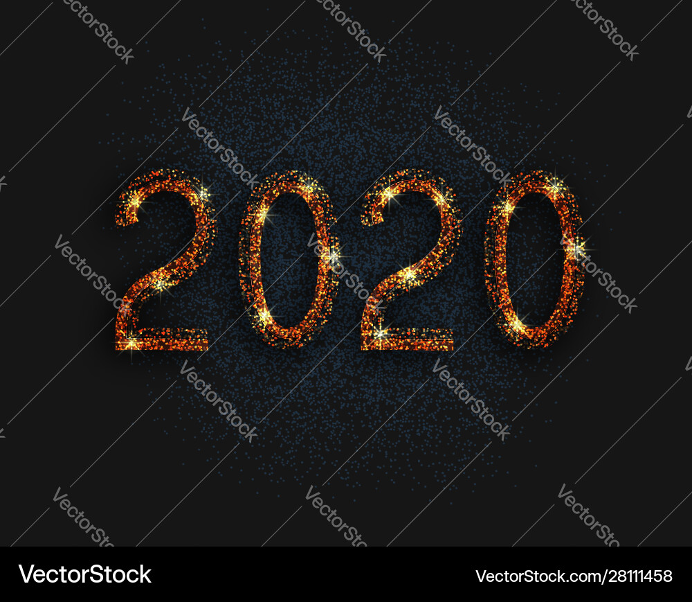 Number 2020 on a dark background golden numbers Vector Image