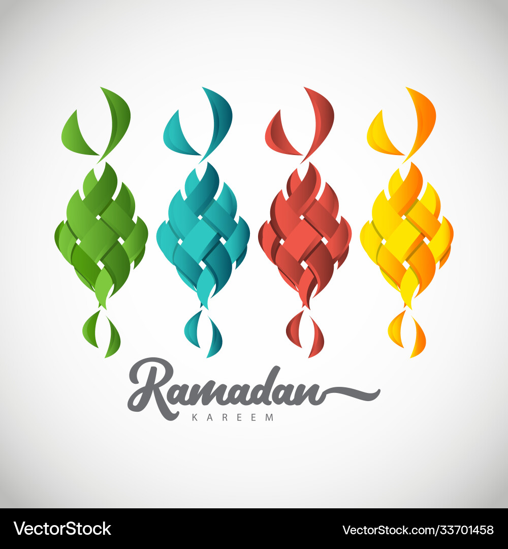 Ramadan kareem full color logo template design Vector Image