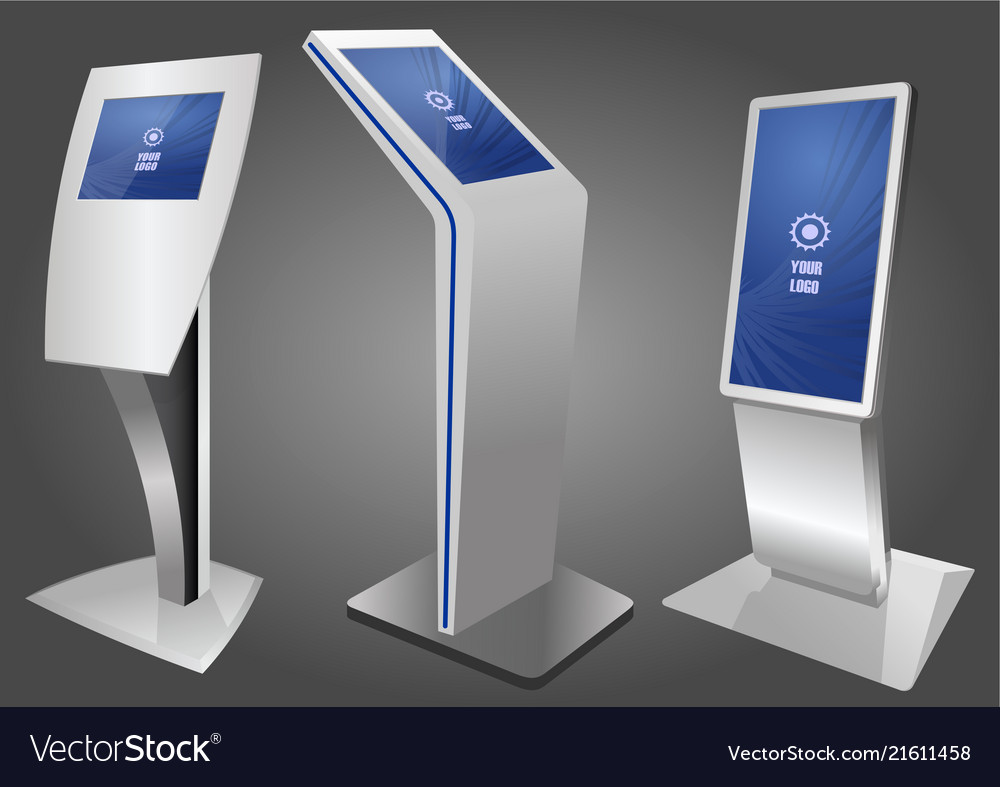 Three promotional interactive information kiosk Vector Image