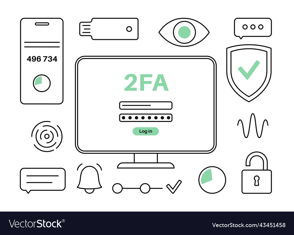 Two factor authentication Royalty Free Vector Image