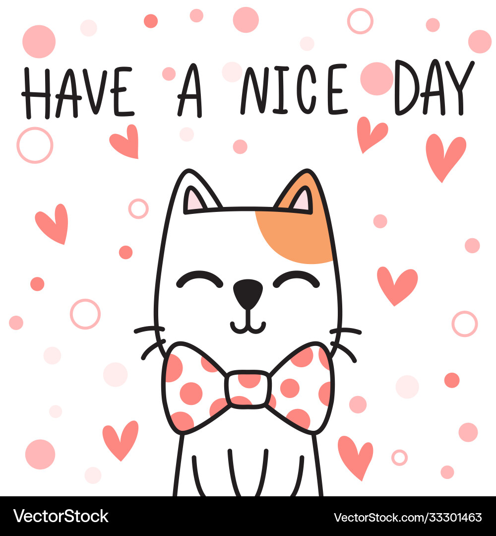 008 cute adorable hand drawn bacat kitten Vector Image