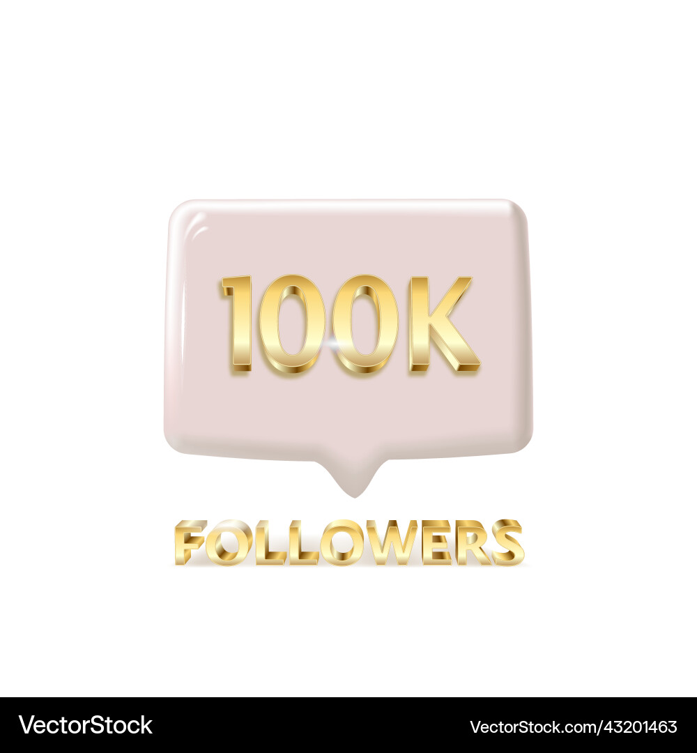 100k followers celebration banner with text Vector Image