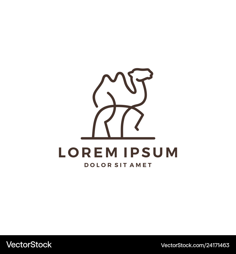 Camel logo line outline monoline download Vector Image