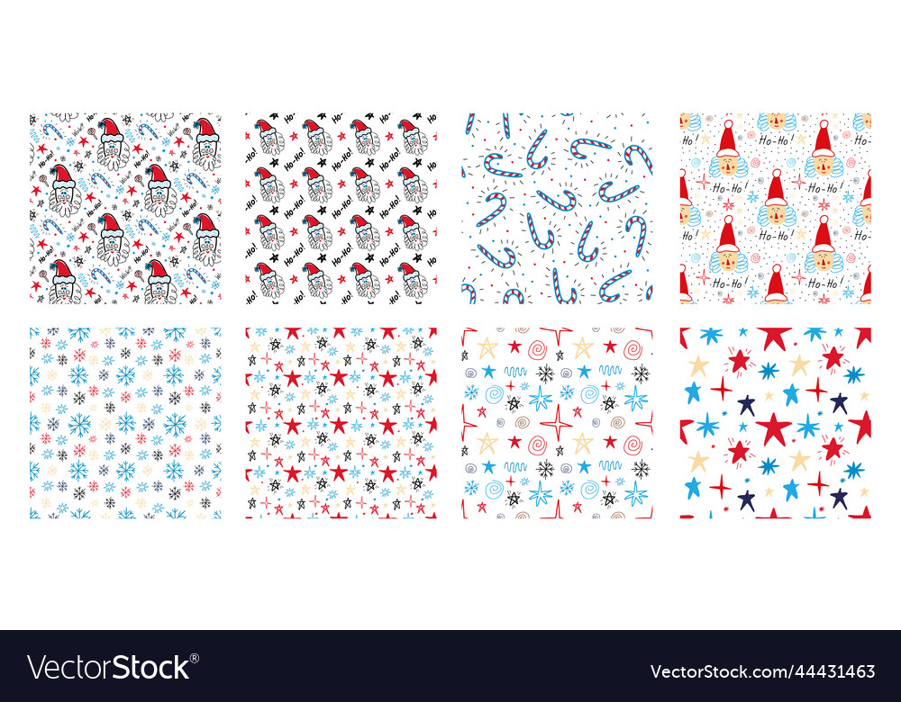 Collection of christmas seamless patterns Vector Image