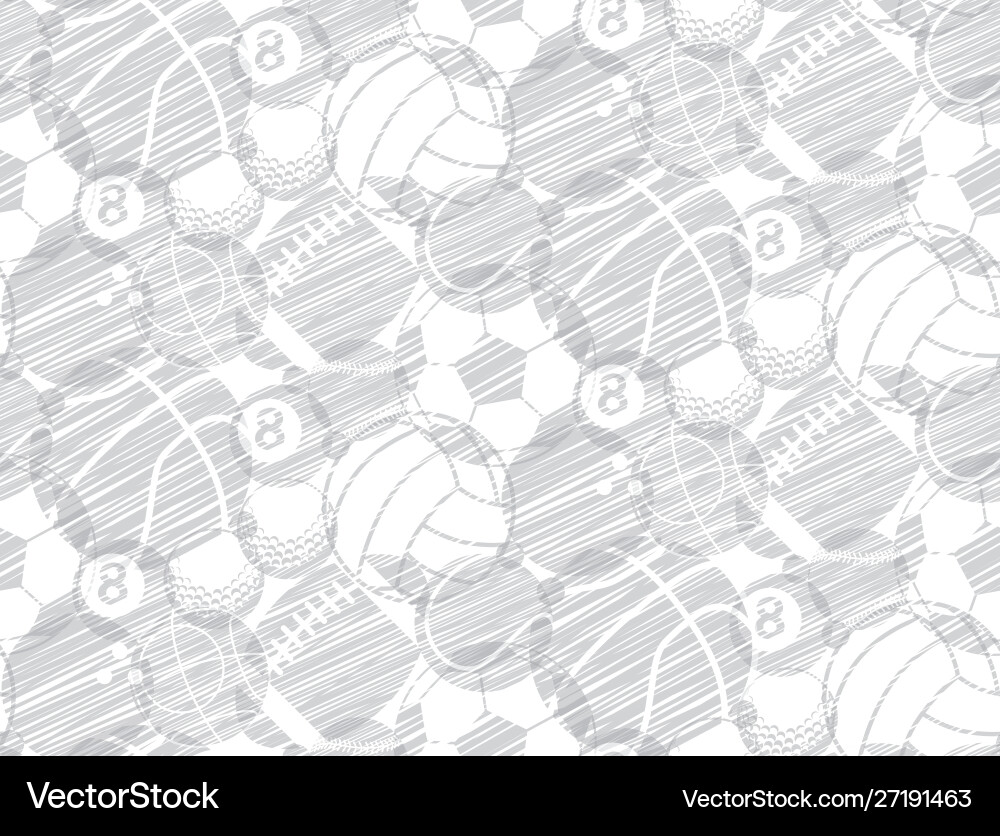 Drawing sketch ball sport seamless backdrop Vector Image