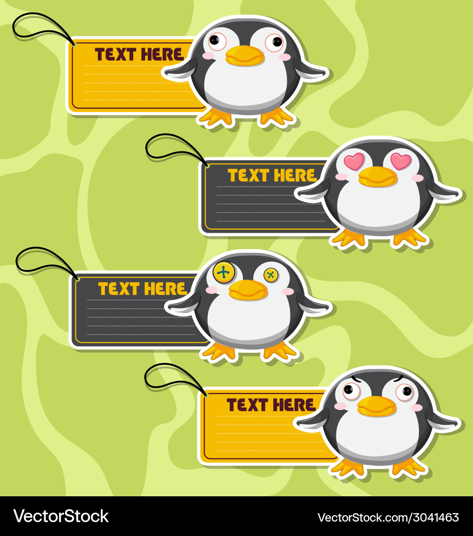 Four cute cartoon penguins stickers Royalty Free Vector