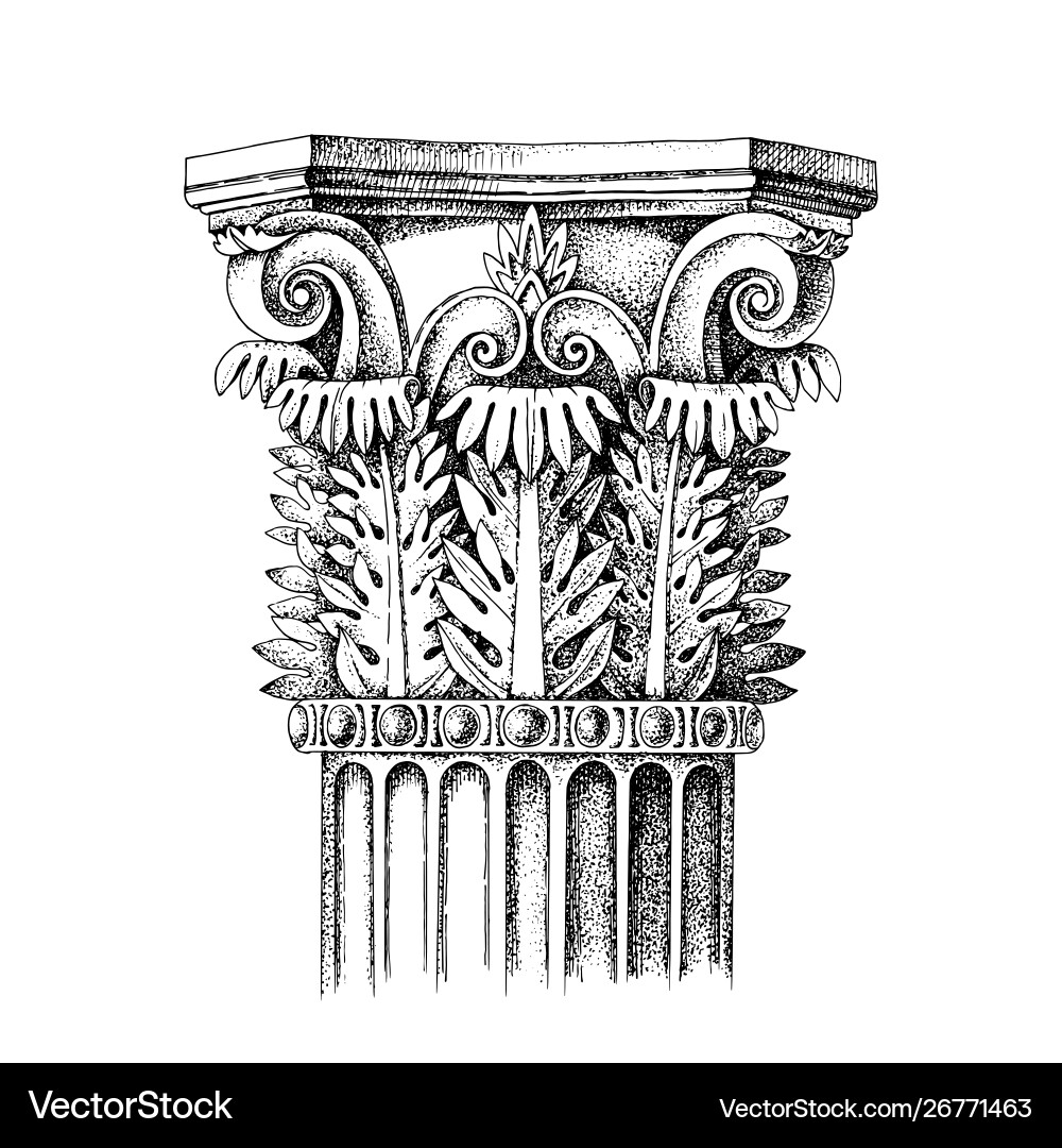 Hand drawn capital corinthian order Royalty Free Vector