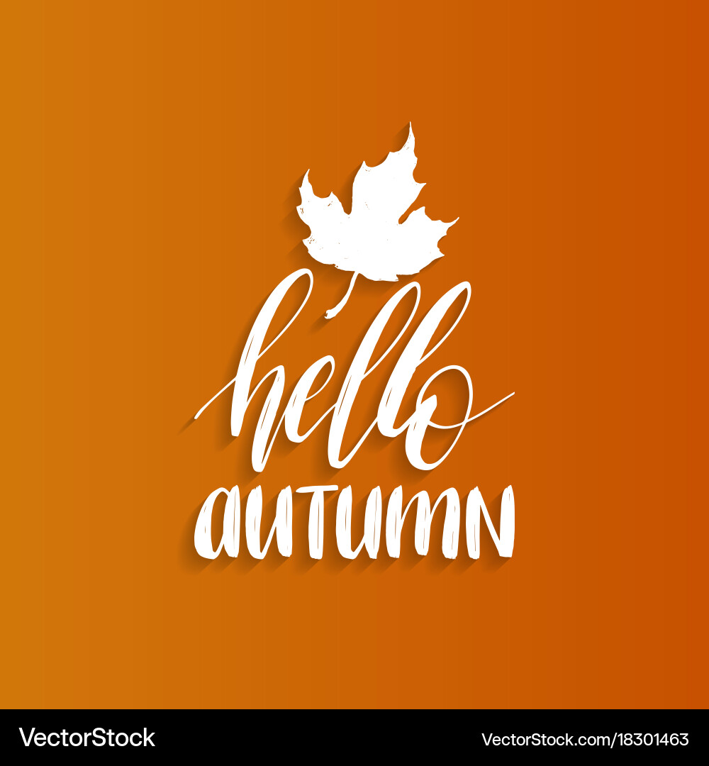 Happy autumn hand lettering maple leaf Royalty Free Vector