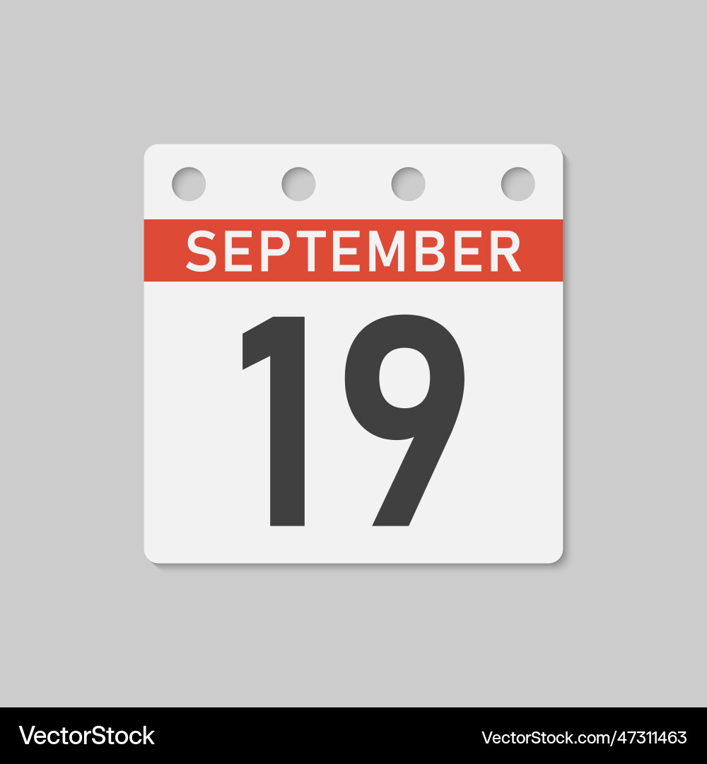 Icon page calendar day - 19 september Royalty Free Vector