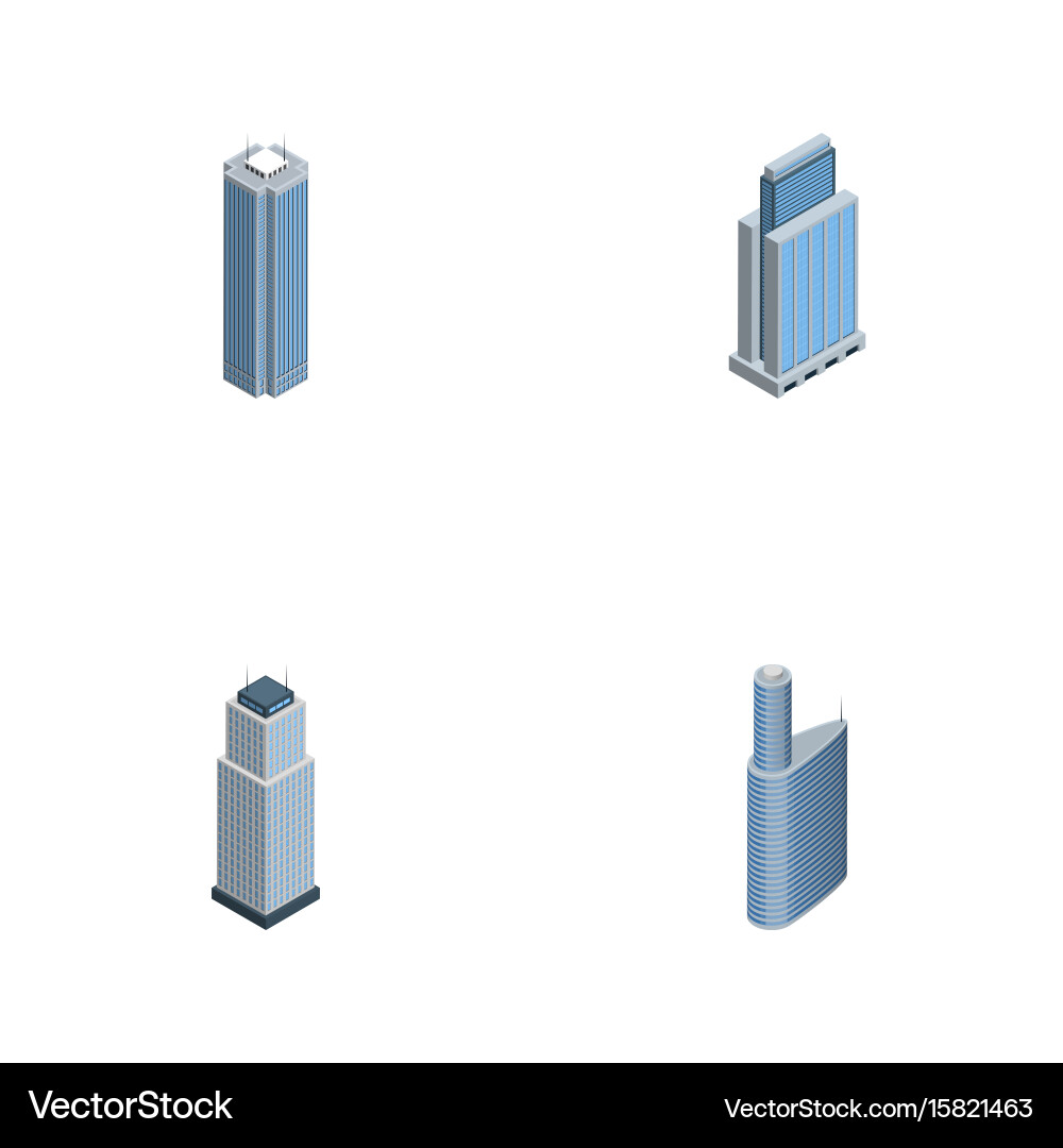 Isometric construction set of urban tower Vector Image