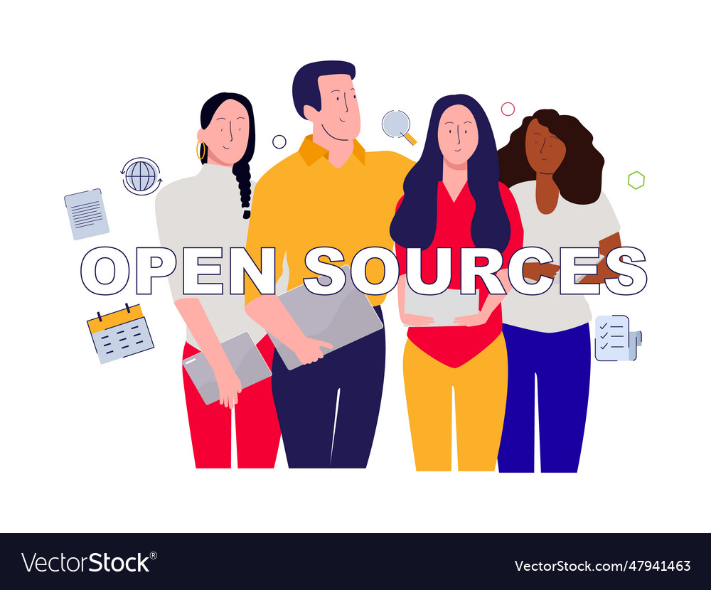 Open sources internet developer software website Vector Image