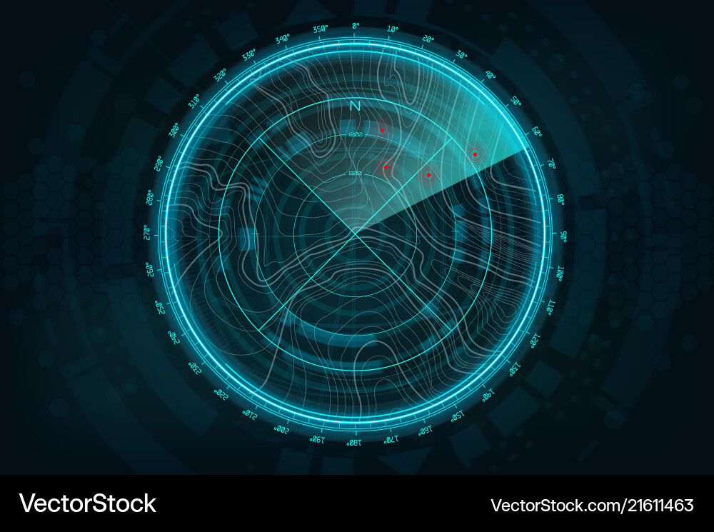 Radar screen in futuristic style Royalty Free Vector Image