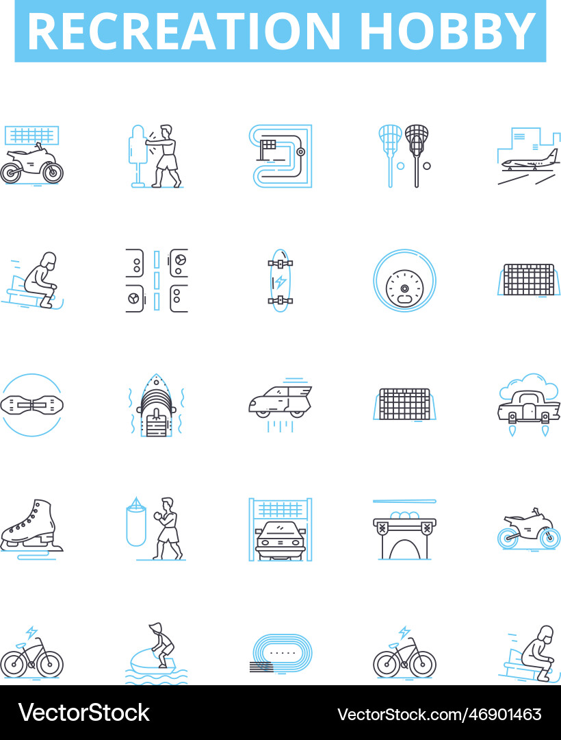 Recreation hobby line icons set sporting Vector Image