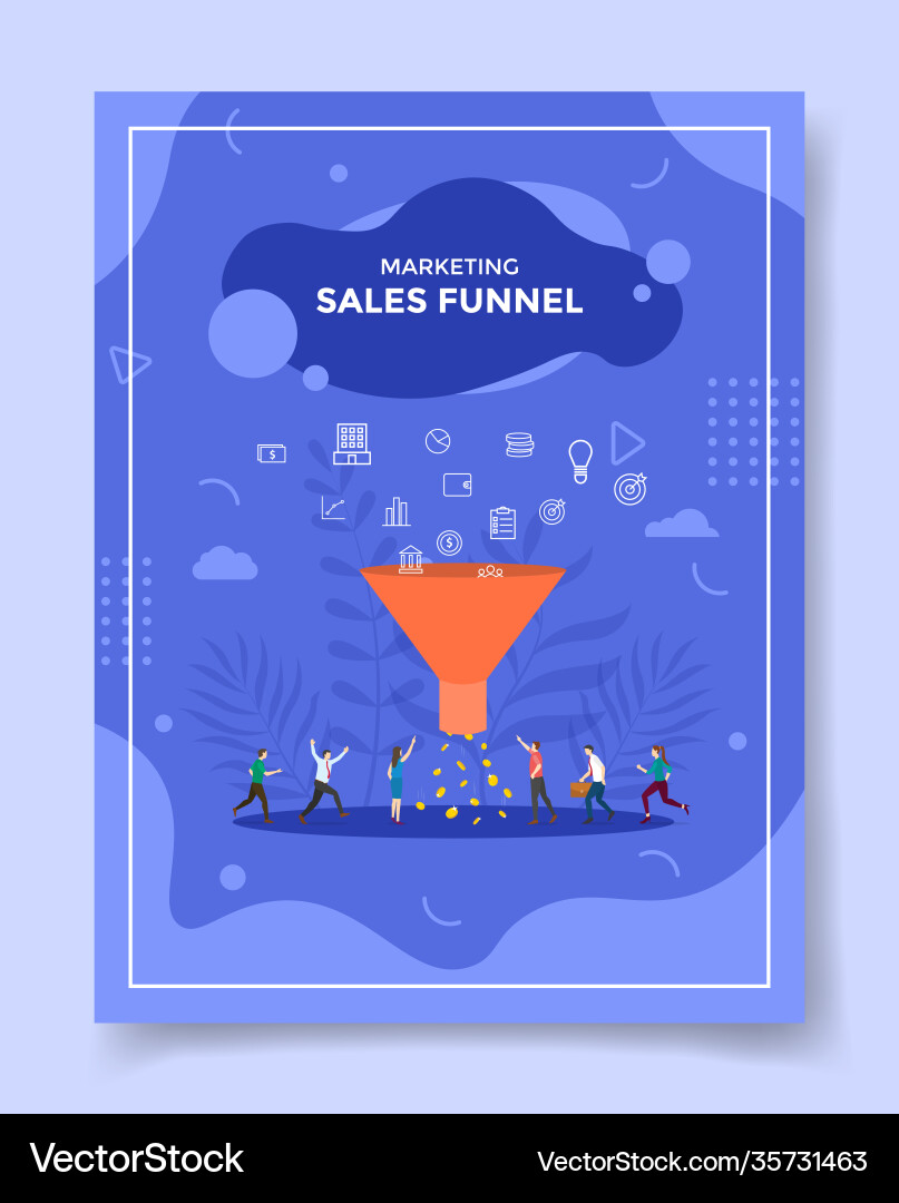 Sales funnel concept people around Royalty Free Vector Image