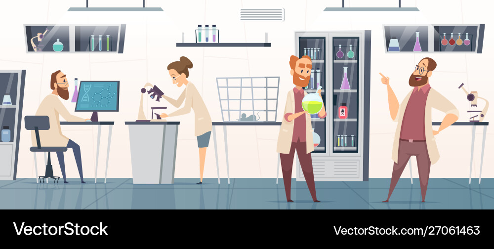 Scientific laboratory interior modern chemical Vector Image