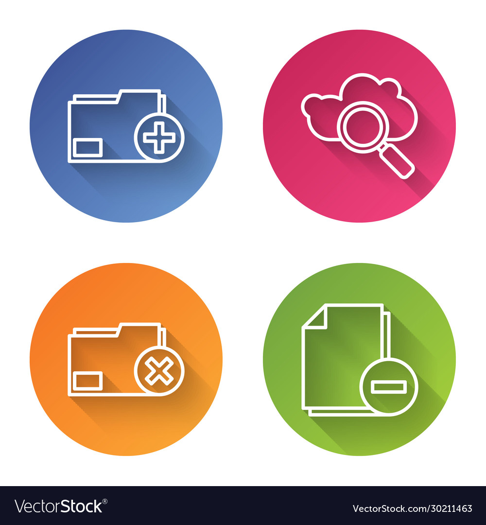 Set line add new folder search cloud computing Vector Image