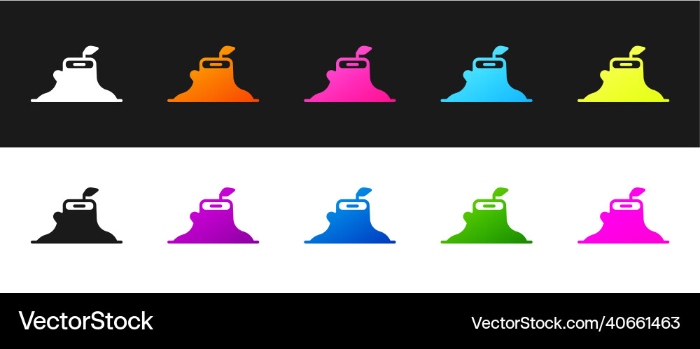 Set tree stump icon isolated on black and white Vector Image