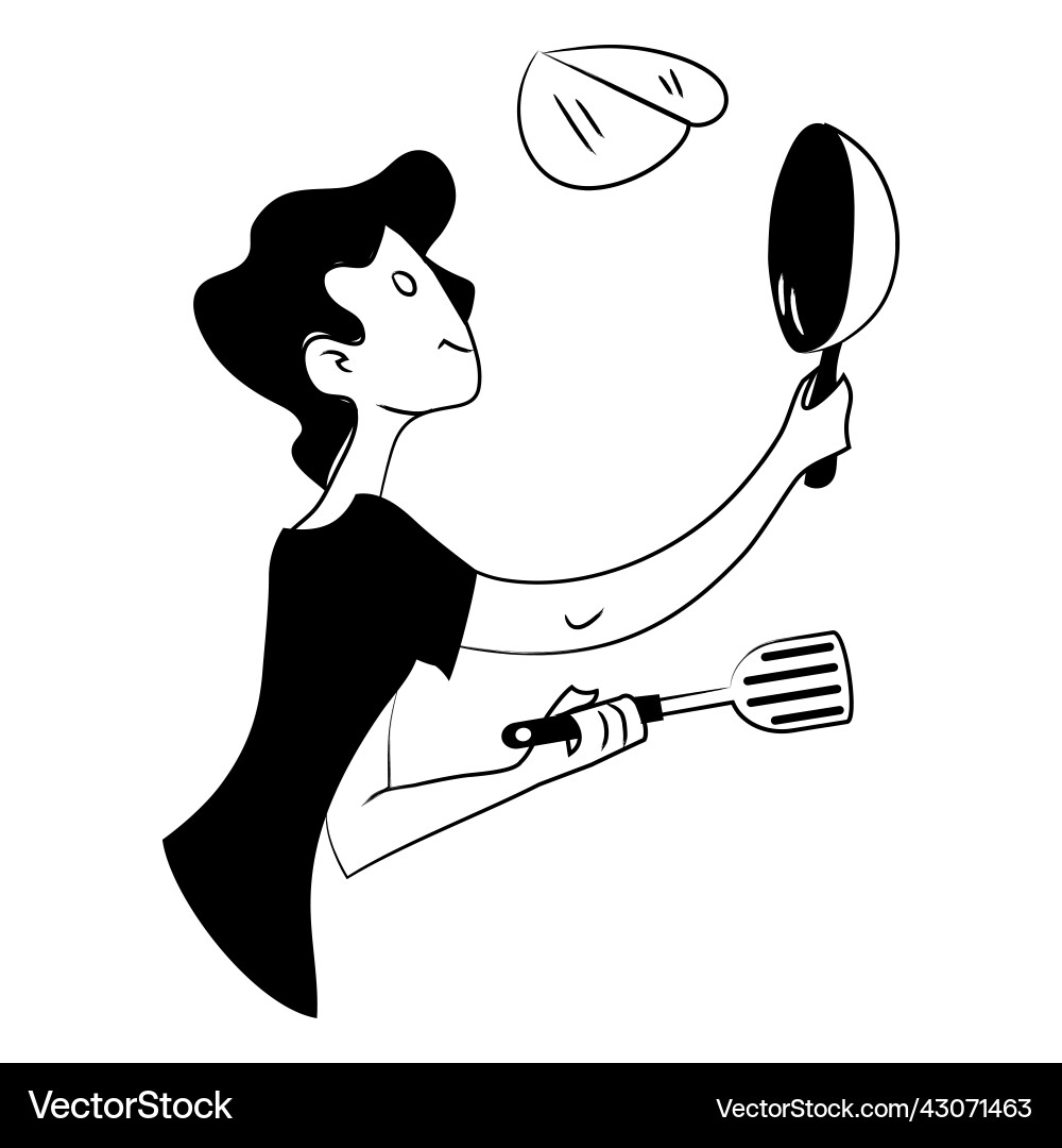 Simple cooking flipping woman Royalty Free Vector Image