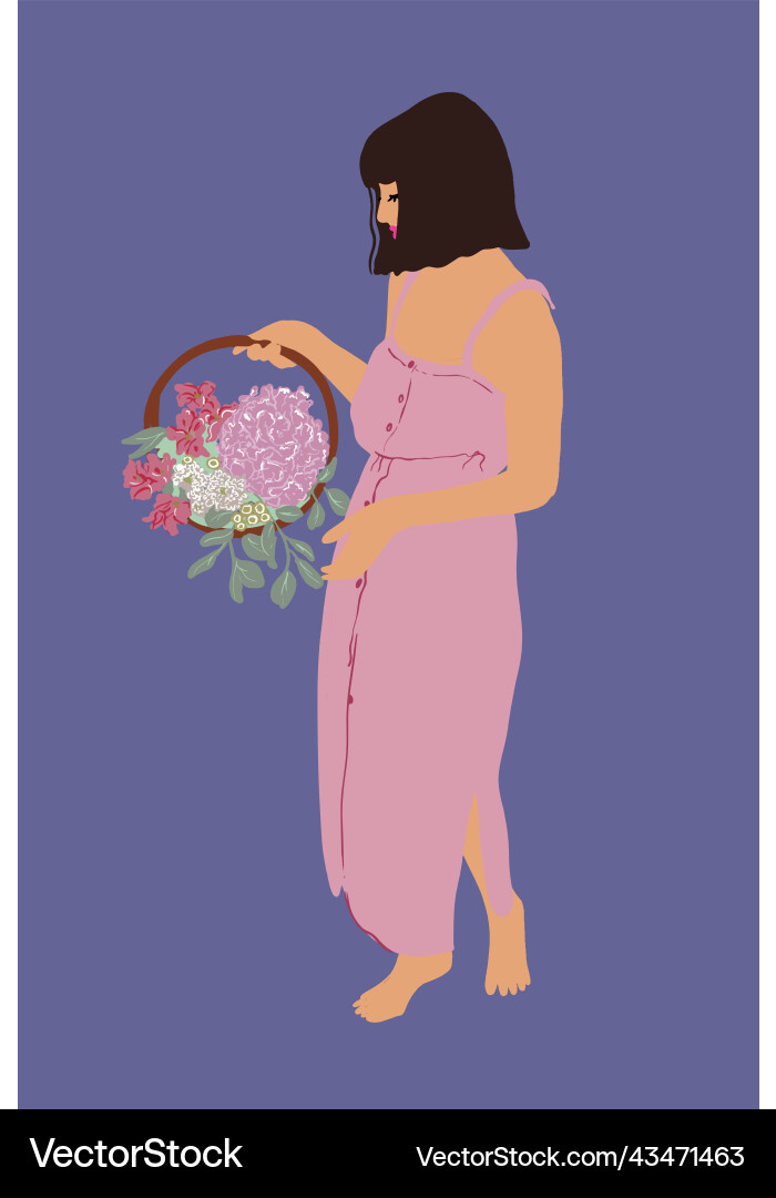Woman with flowers on background Royalty Free Vector Image