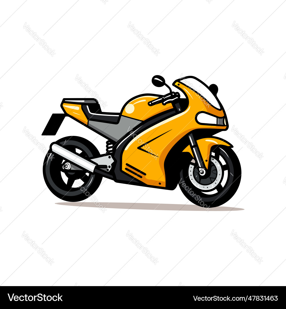 Yellow motorcycle in cartoon style Royalty Free Vector Image