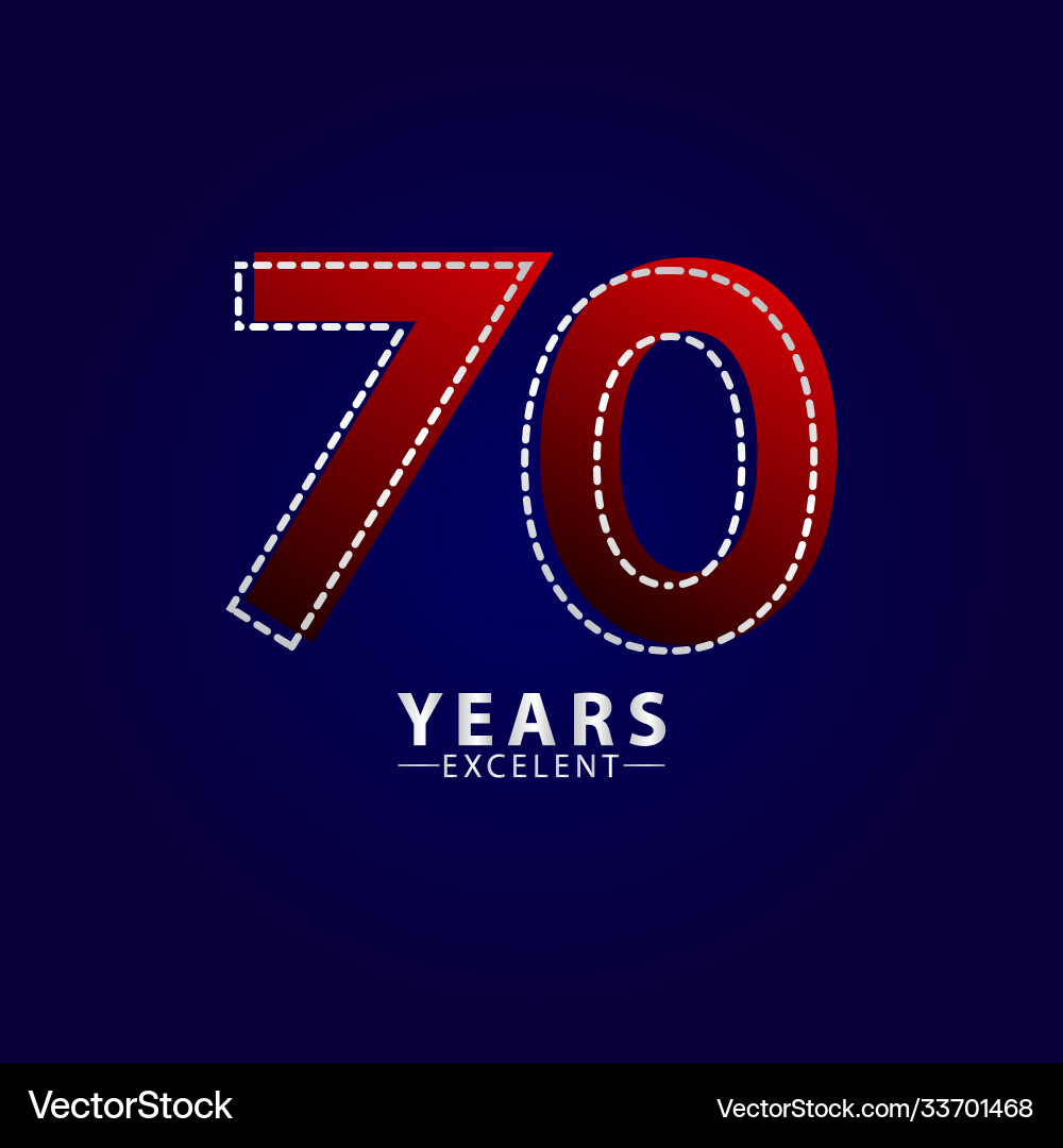 70 years excellent anniversary celebration red Vector Image