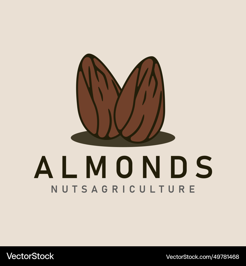 Almonds nuts vintage logo icon and symbol Vector Image