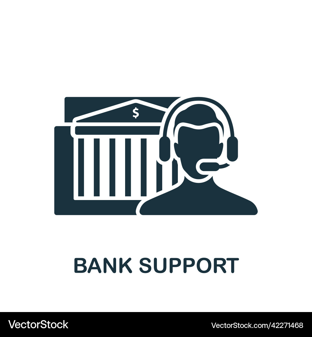 Bank support icon monochrome simple banking icon Vector Image