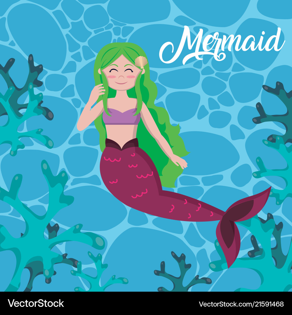 Beautiful mermaid cartoons Royalty Free Vector Image