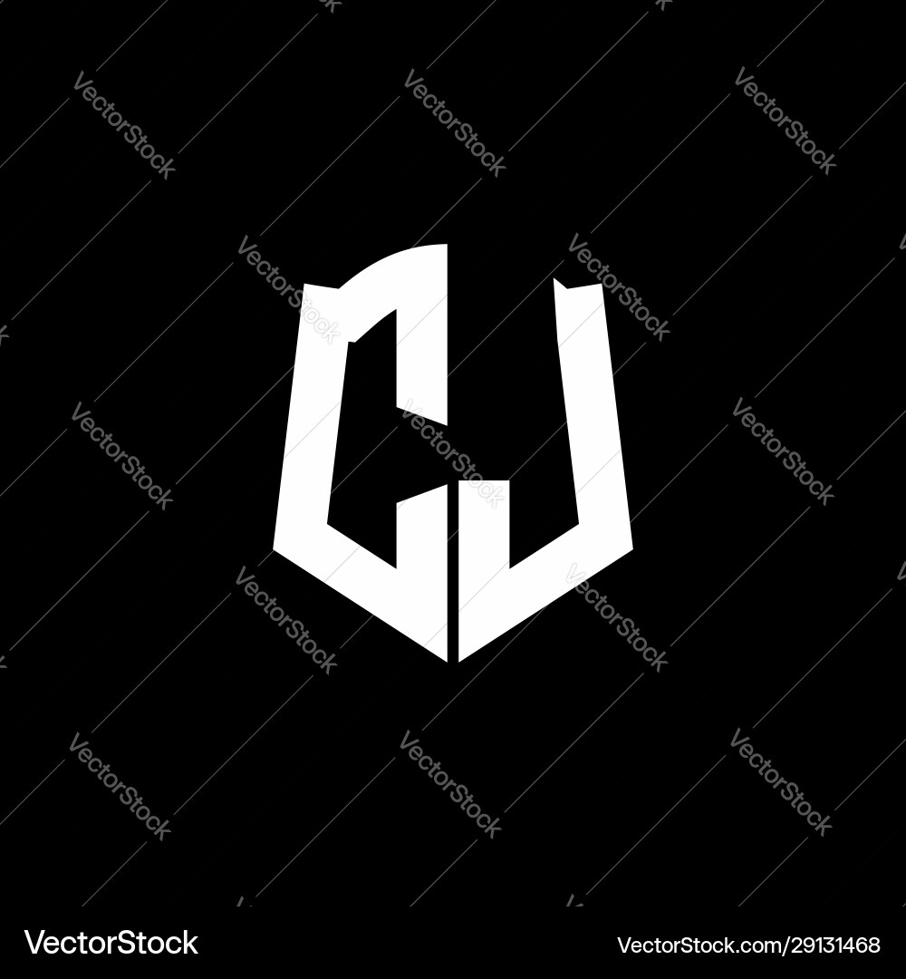 Cj monogram letter logo ribbon with shield style Vector Image