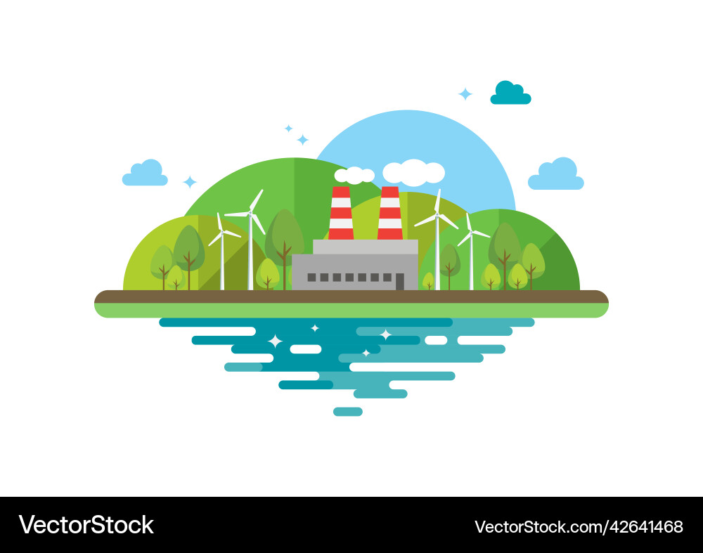Clean industrial factory building Royalty Free Vector Image
