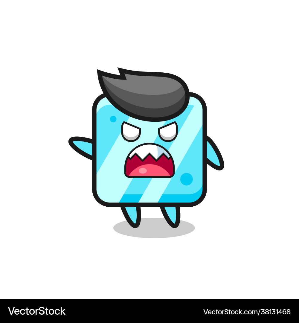 Cute ice cube cartoon in a very angry pose Vector Image