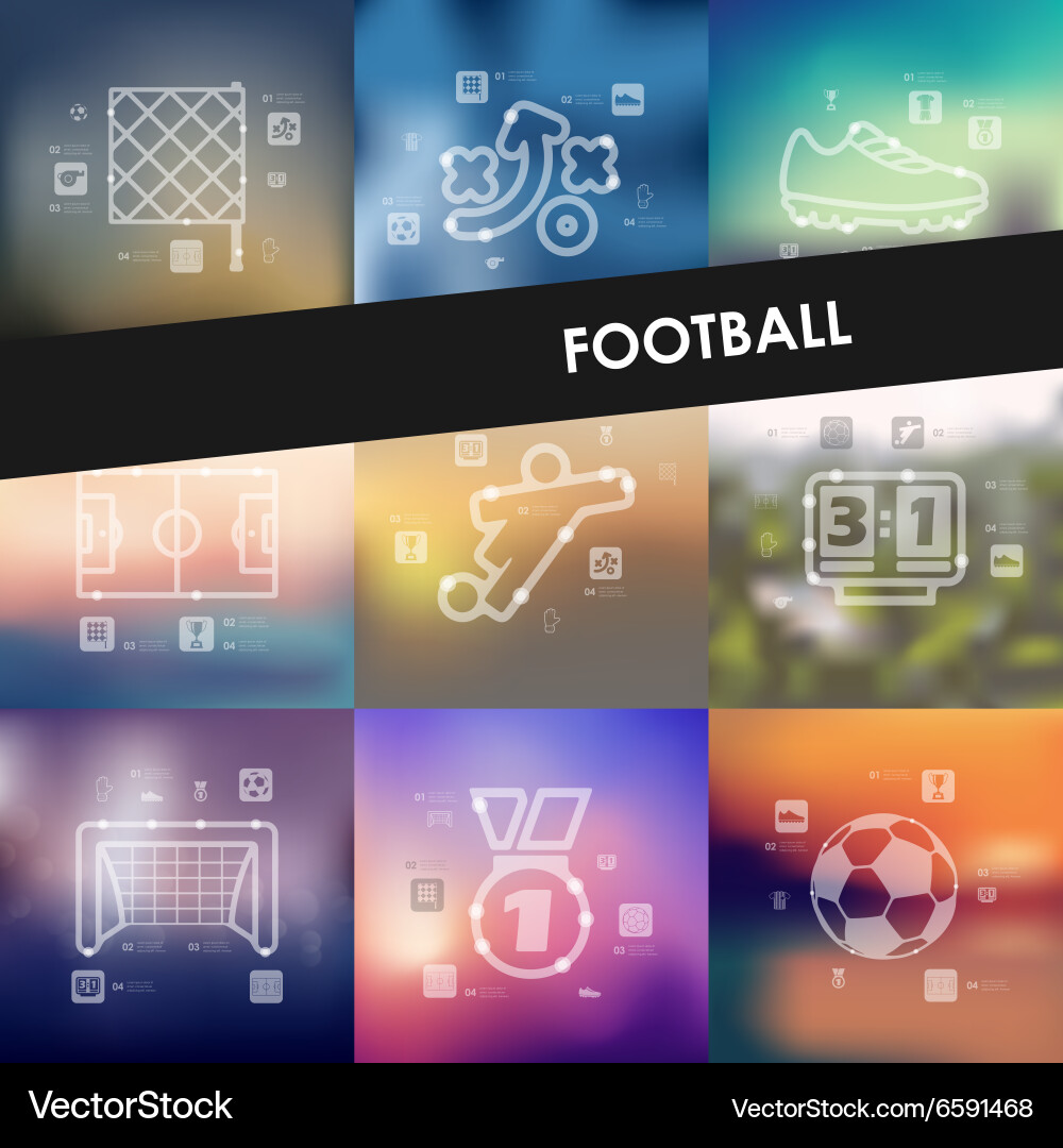 Football timeline infographics with blurred Vector Image