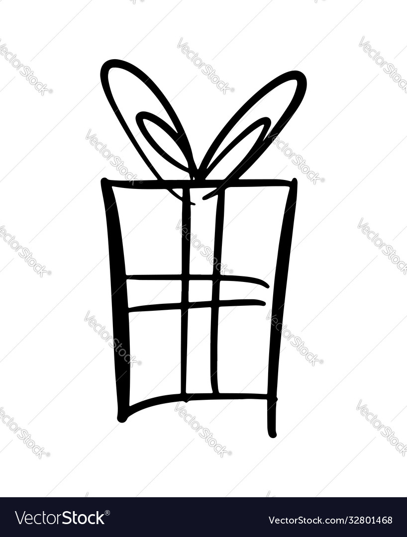 Gift box doodle sketchy element Royalty Free Vector Image