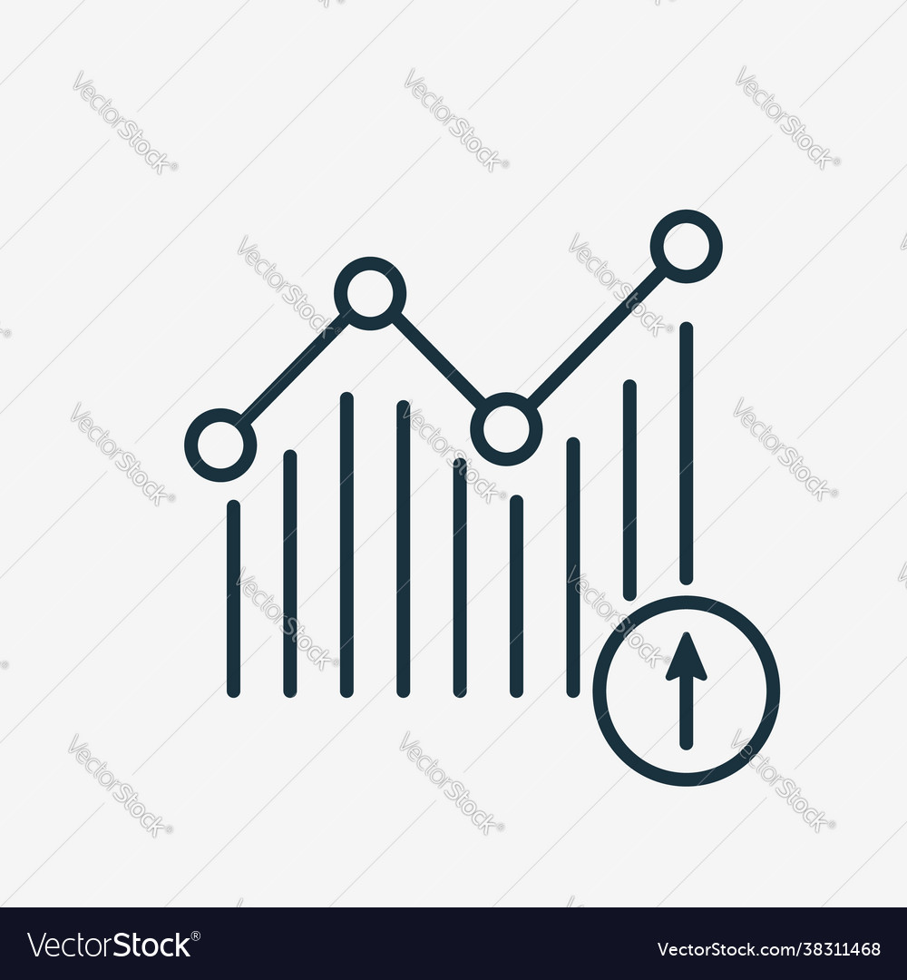 Growing graph linear icon increase graphic bar Vector Image