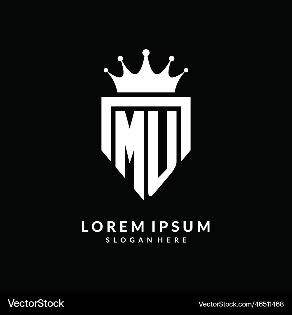 Letter mu logo monogram emblem style with crown Vector Image