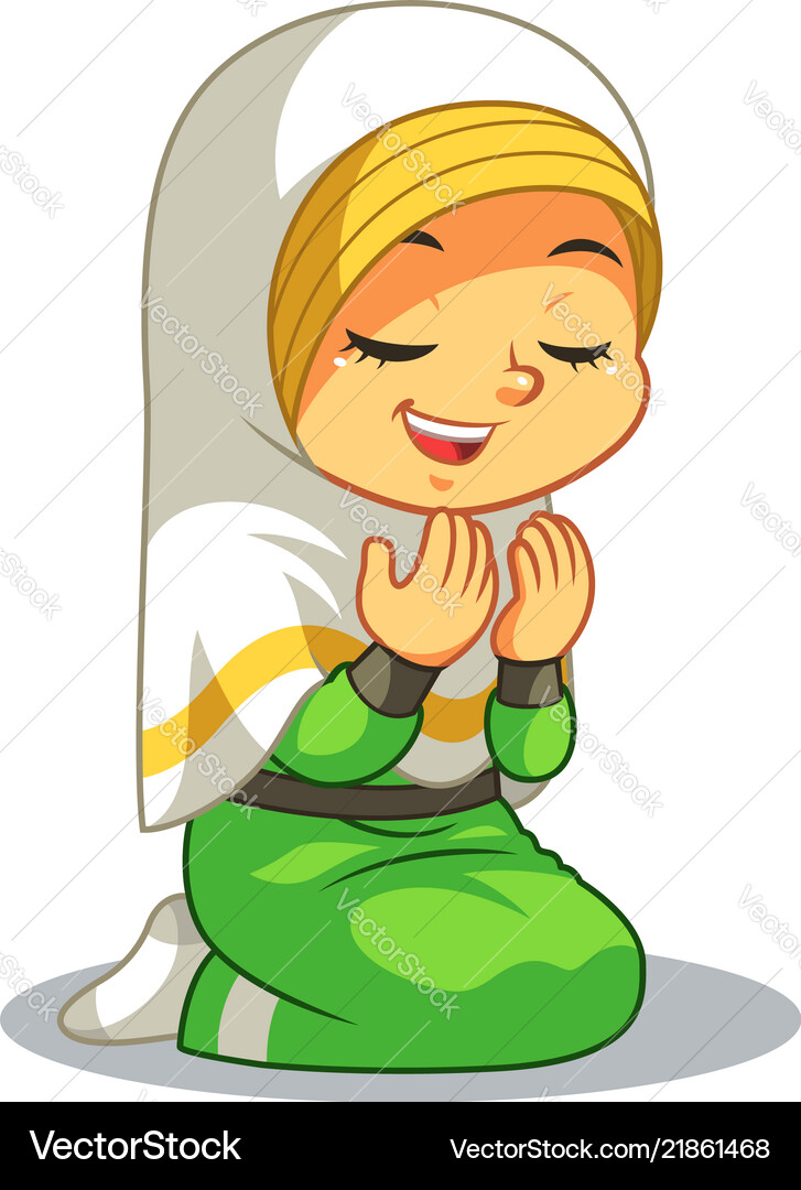 Moslem girl praying dua Royalty Free Vector Image