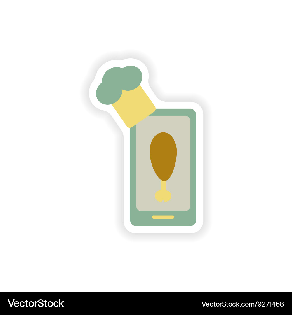 Paper sticker on white background mobile phone Vector Image