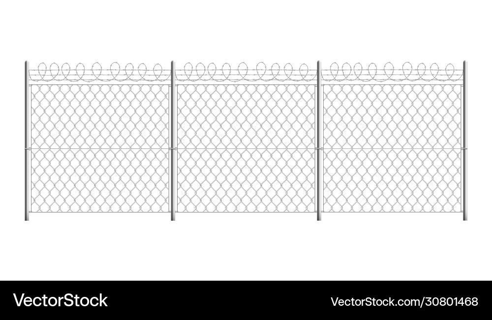 Prison fence with barbed wire on top realistic Vector Image