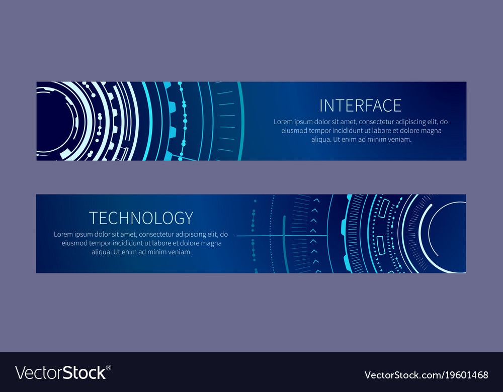Technology banner with two interface patterns Vector Image