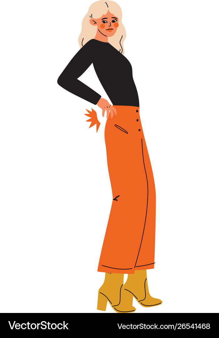 Young woman holding hands on her back backache Vector Image