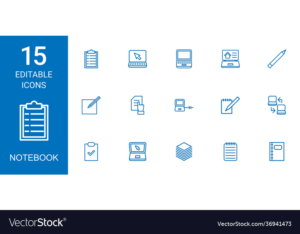 15 notebook icons Royalty Free Vector Image - VectorStock