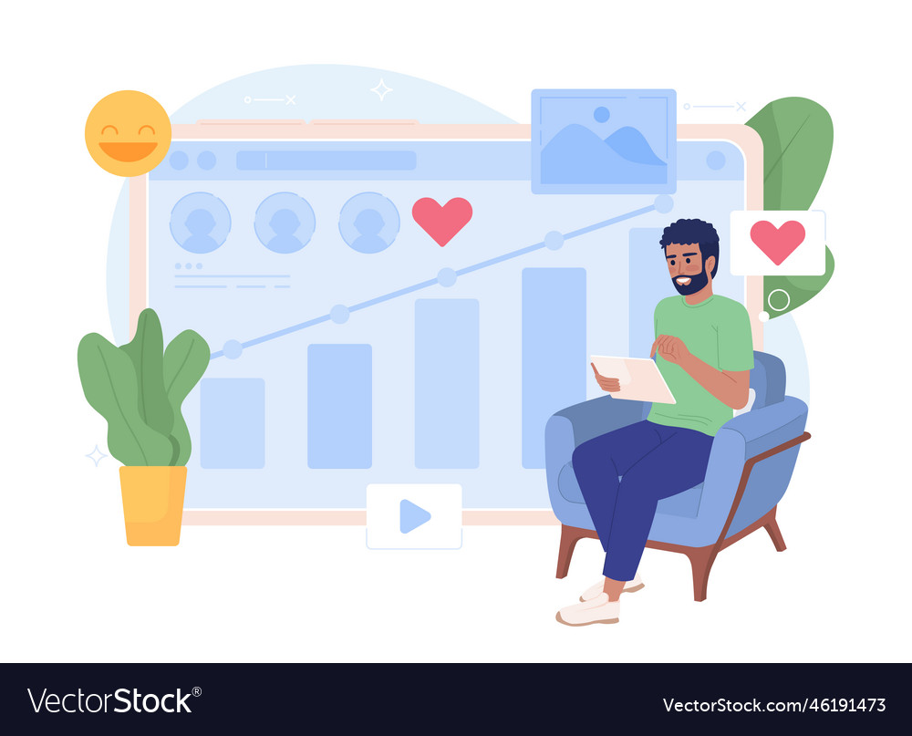Analyzing audience data on social media flat Vector Image Analyzing audience data on social media flat Vector Image